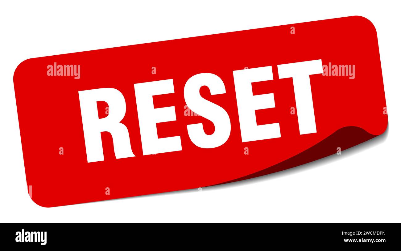 reset sticker. reset rectangular label isolated on white background ...