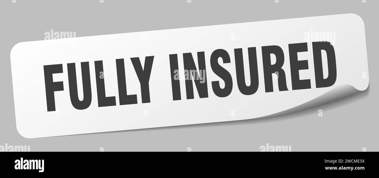 fully insured sticker. fully insured rectangular label isolated on ...