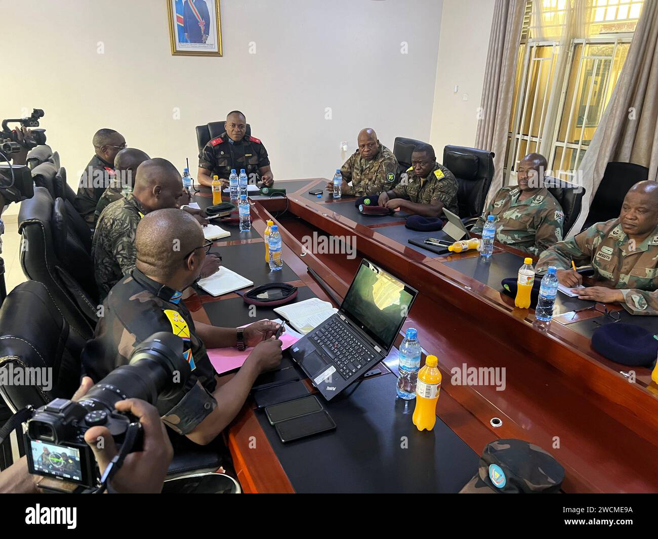 Goma, Dr Congo. 16th Jan, 2024. Photo taken on Jan. 16, 2024 shows a joint meeting between the ...