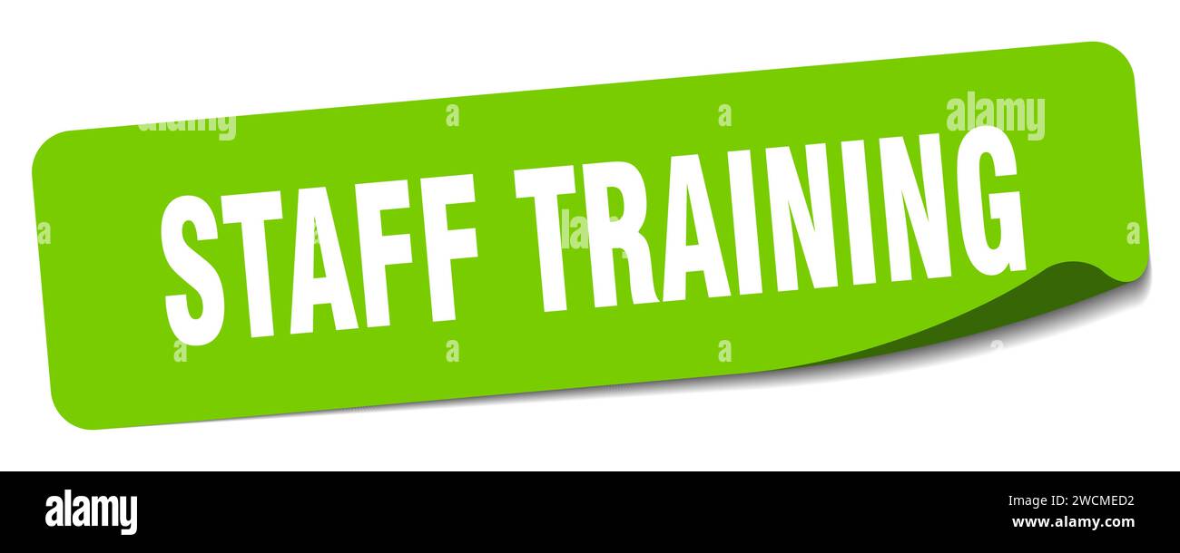 staff training sticker. staff training rectangular label isolated on ...