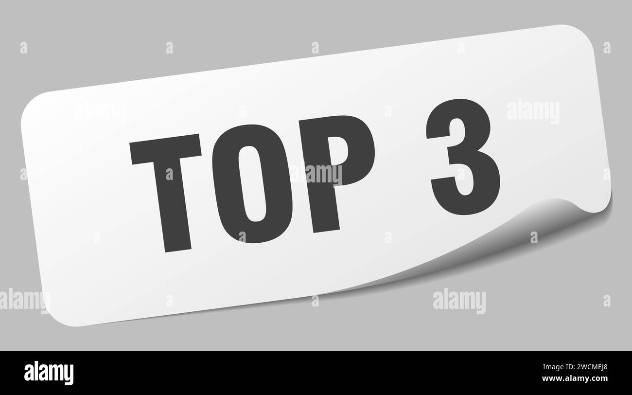 top 3 sticker. top 3 rectangular label isolated on white background ...