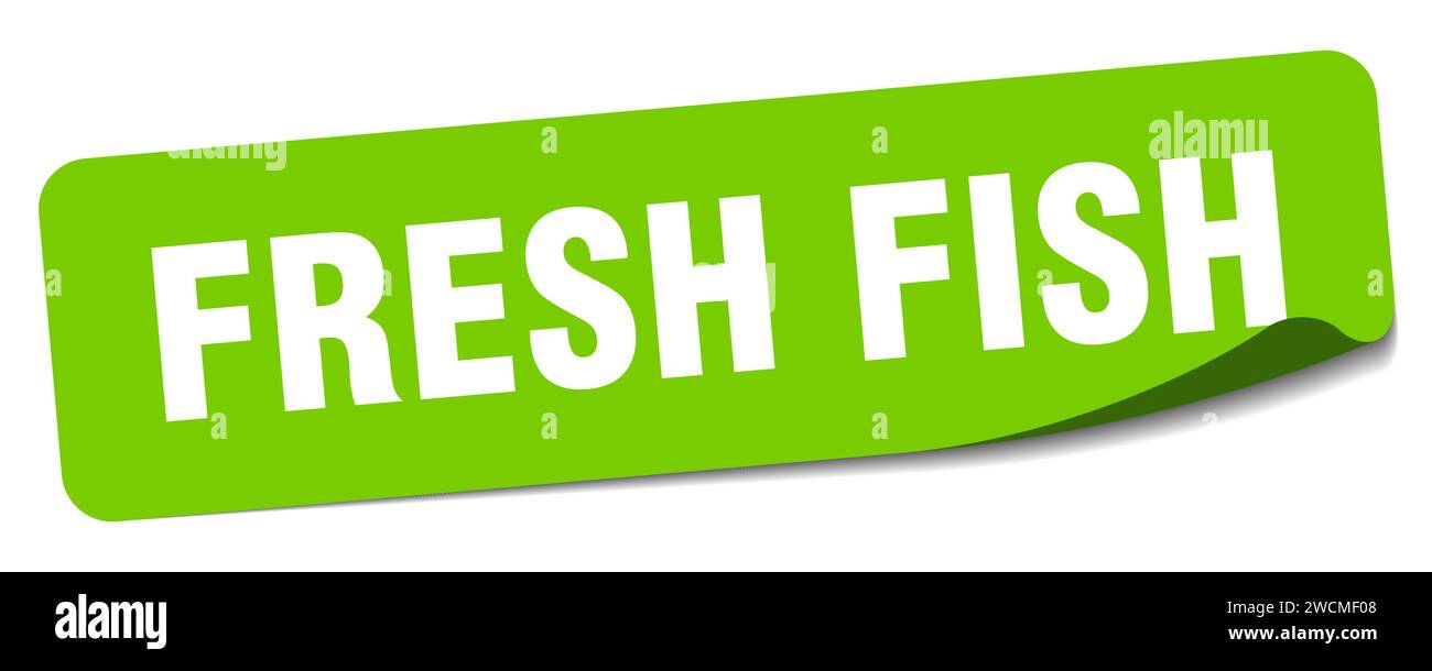 fresh fish sticker. fresh fish rectangular label isolated on white ...