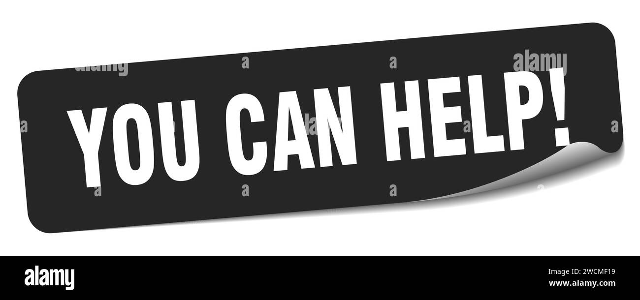 you can help sticker. you can help rectangular label isolated on white ...