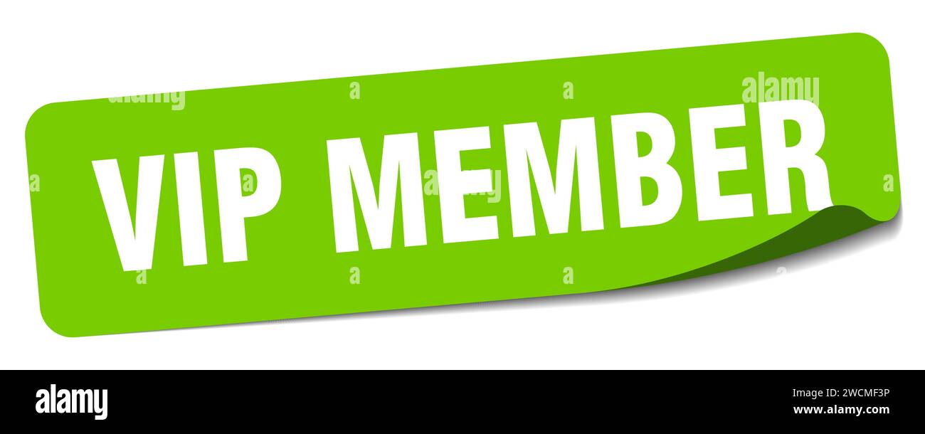 vip member sticker. vip member rectangular label isolated on white ...