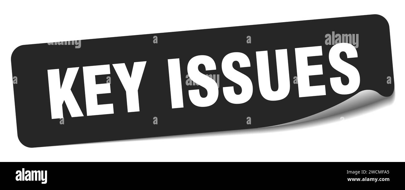 key issues sticker. key issues rectangular label isolated on white ...