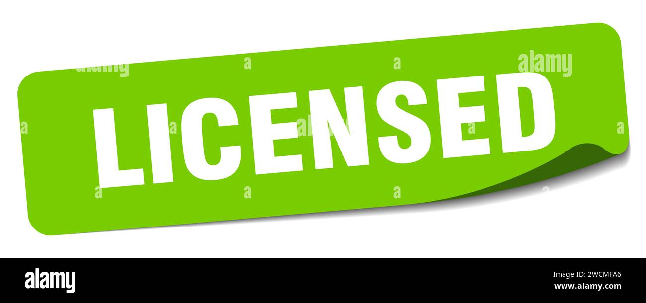 licensed sticker. licensed rectangular label isolated on white ...