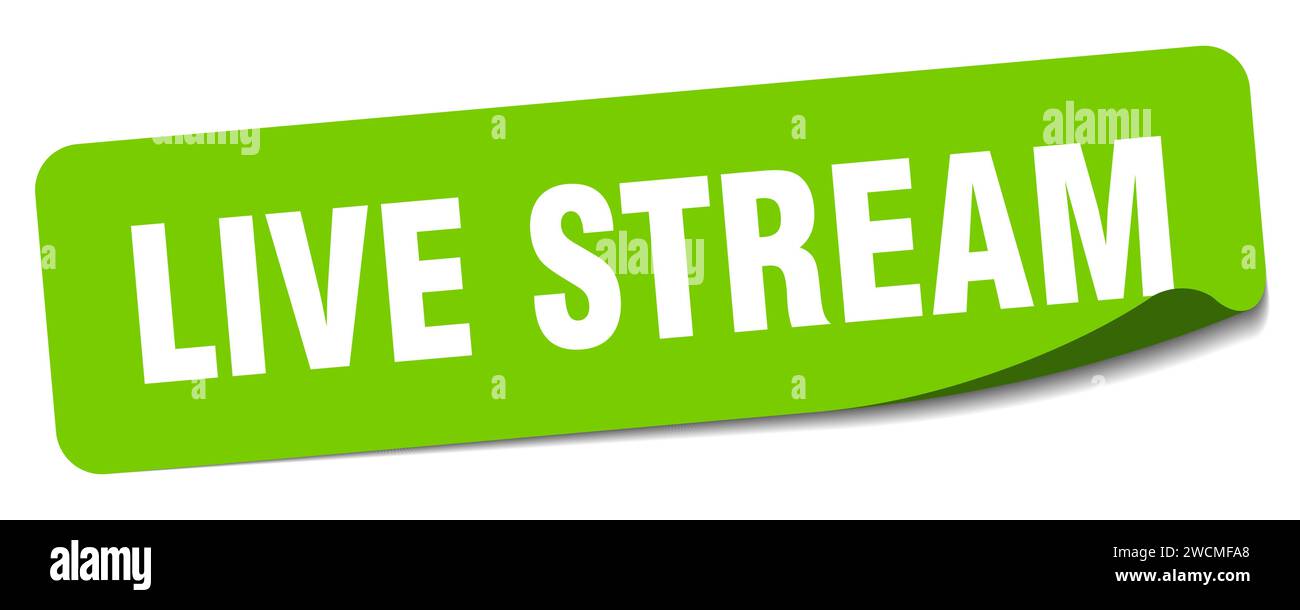 live stream sticker. live stream rectangular label isolated on white ...