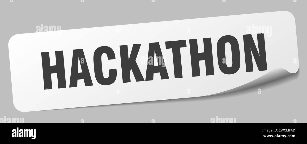 hackathon sticker. hackathon rectangular label isolated on white ...