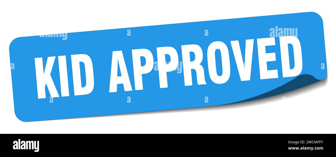kid approved sticker. kid approved rectangular label isolated on white ...