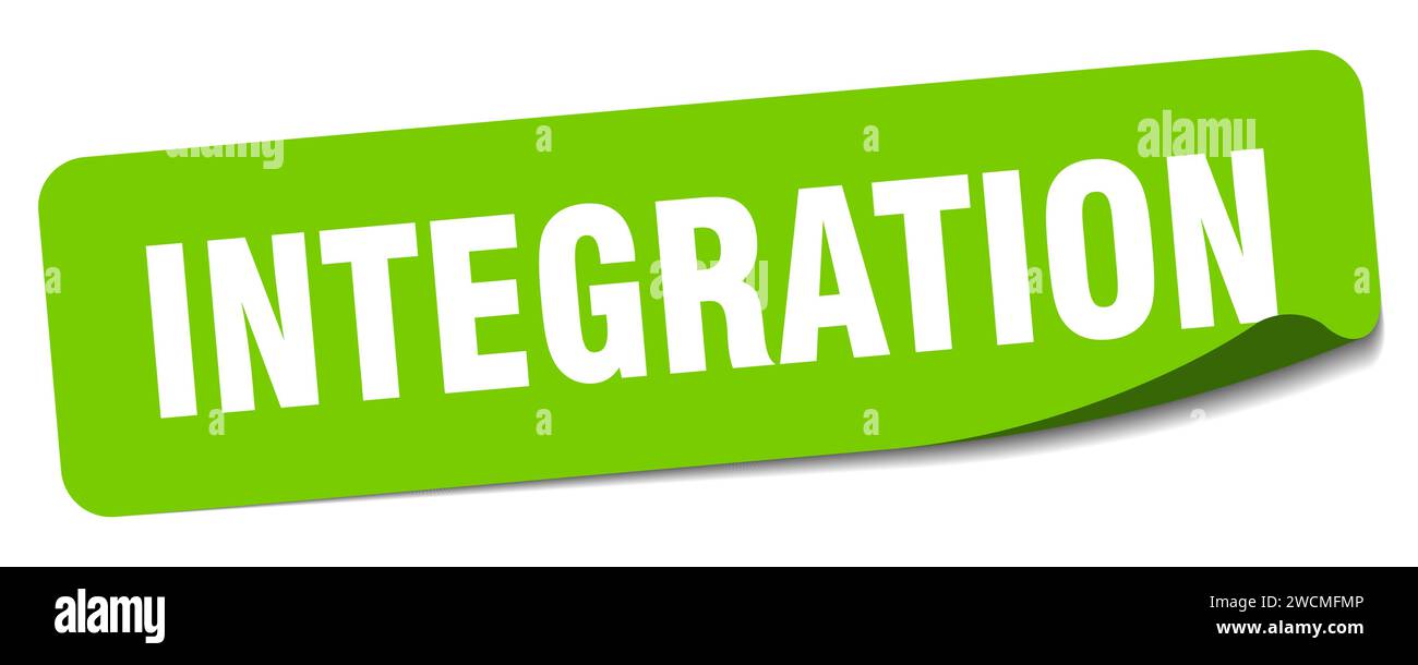 integration sticker. integration rectangular label isolated on white ...