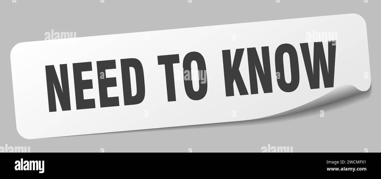 need to know sticker. need to know rectangular label isolated on white ...