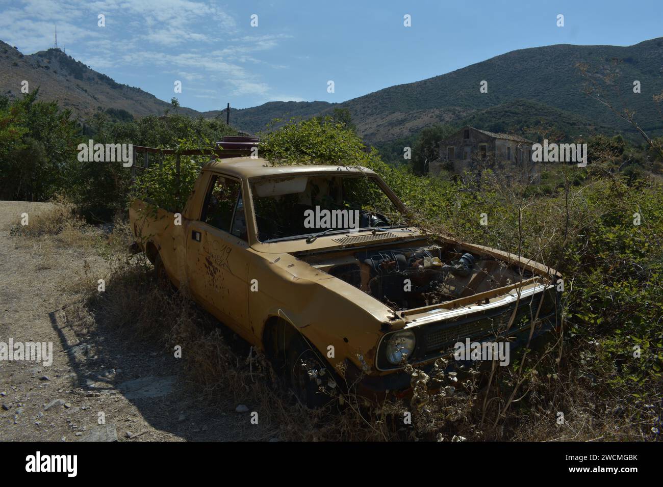 Interesting Abandoned car taken by nature in island Stock Photo - Alamy