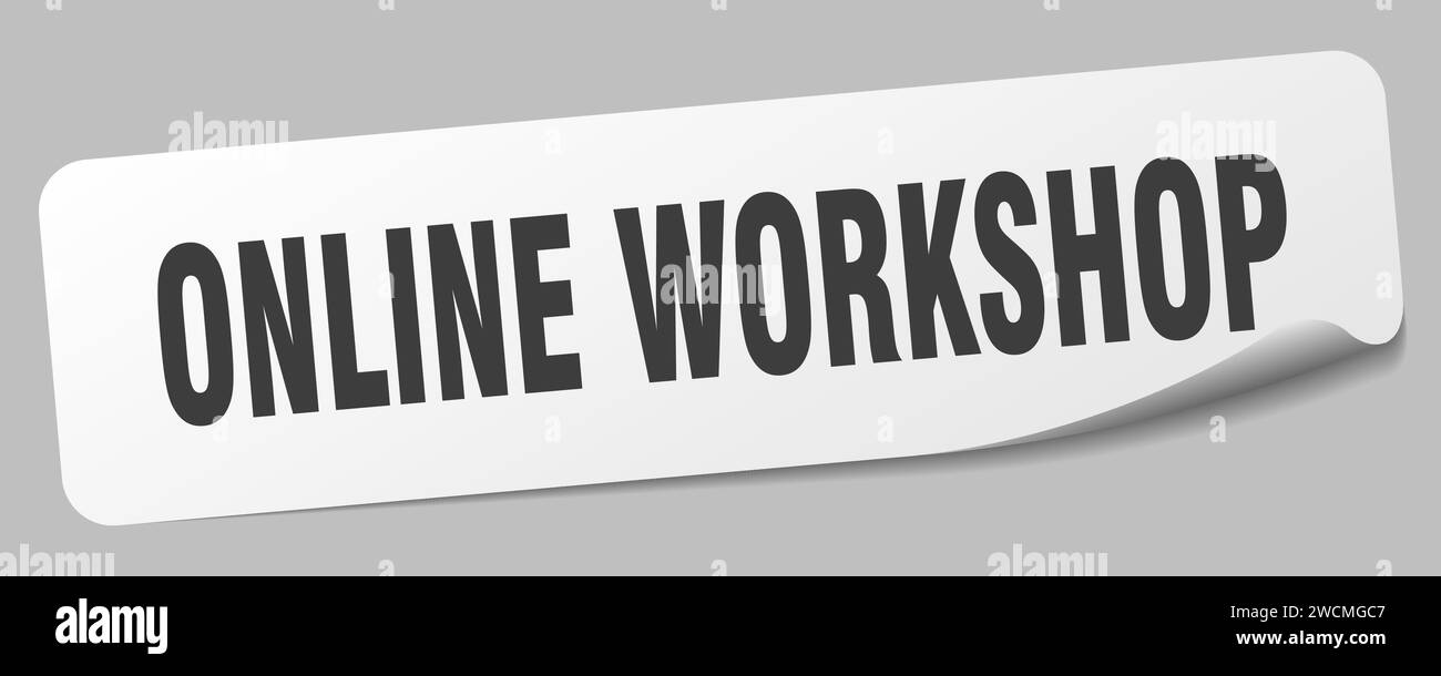 online workshop sticker. online workshop rectangular label isolated on ...