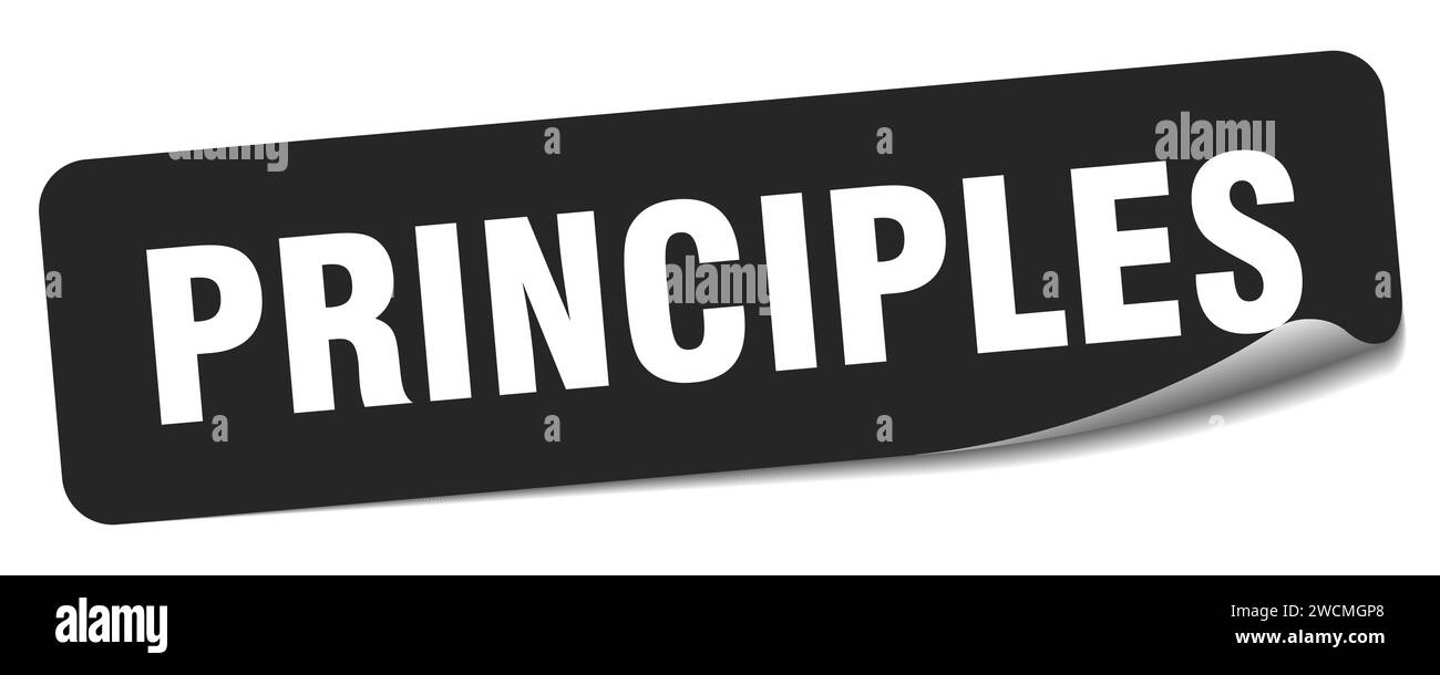 principles sticker. principles rectangular label isolated on white ...