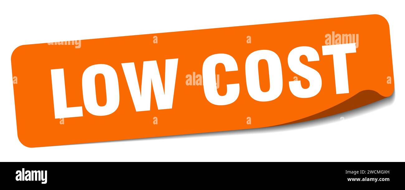 low cost sticker. low cost rectangular label isolated on white ...