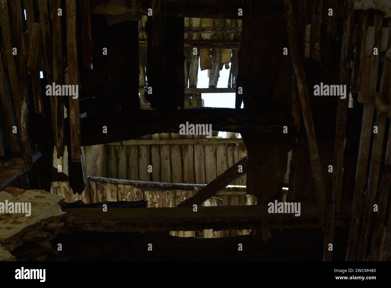 old derelict building from below Stock Photo - Alamy