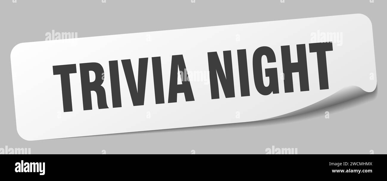 trivia night sticker. trivia night rectangular label isolated on white ...
