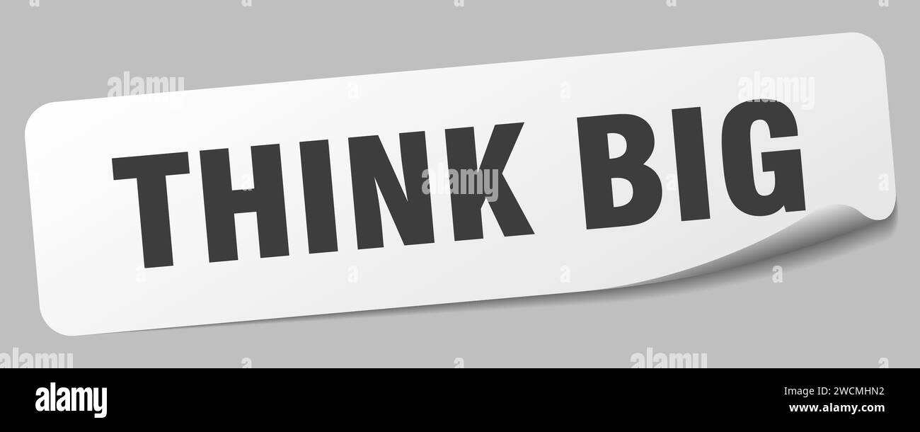 think big sticker. think big rectangular label isolated on white ...