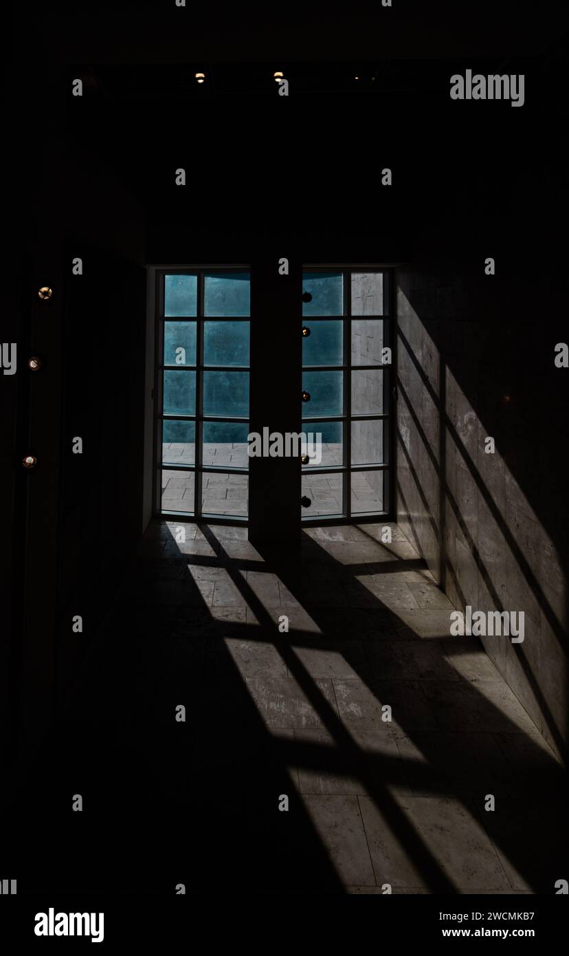 A window bringing in light from above at The Getty Center Stock Photo ...