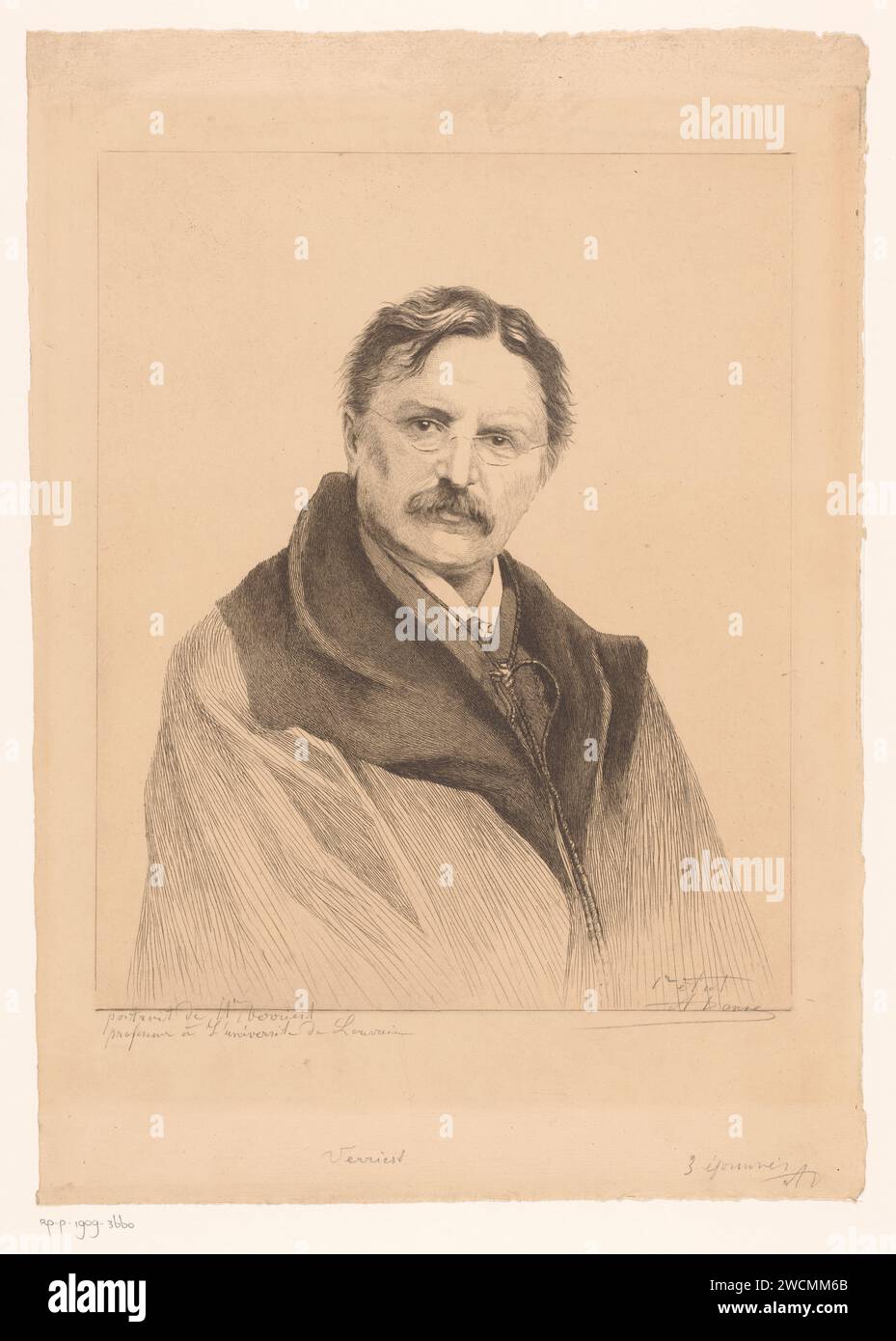 Portrait of Gustaaf Verriest, Auguste Danse, 1892 print paper etching ...