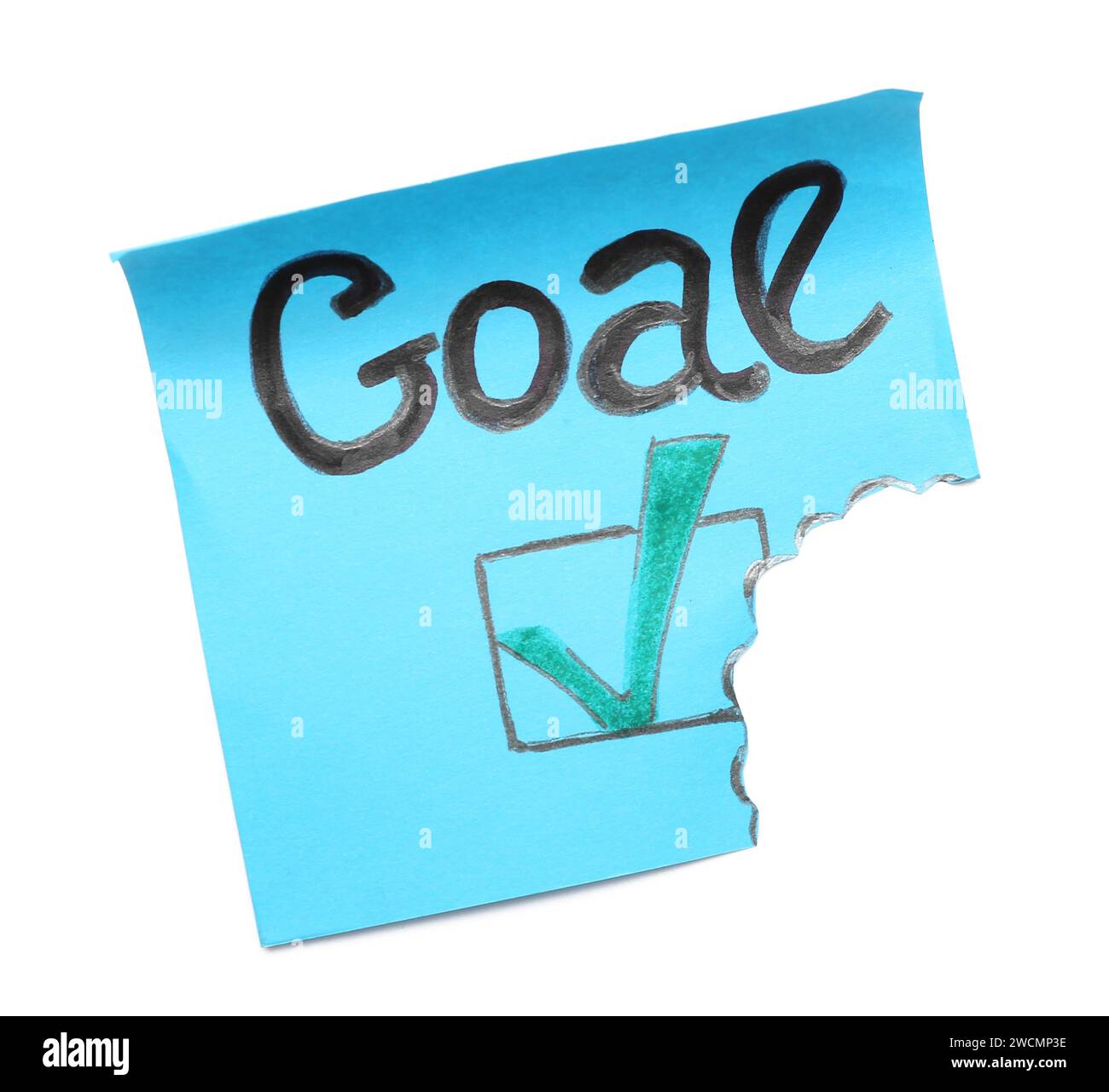 Sticky note with word GOAL and check mark on white background Stock ...