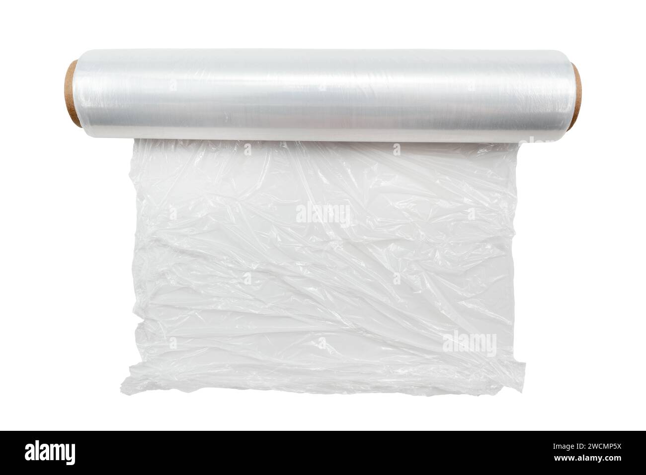 Roll of packaging polyethylene film on a white background. Packaging ...