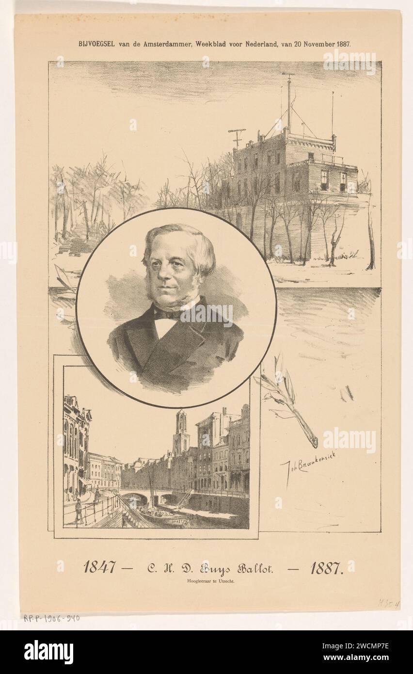 C.H.D. Buys Ballot, Johan Braakensiek, 1887 print Portrait of ...