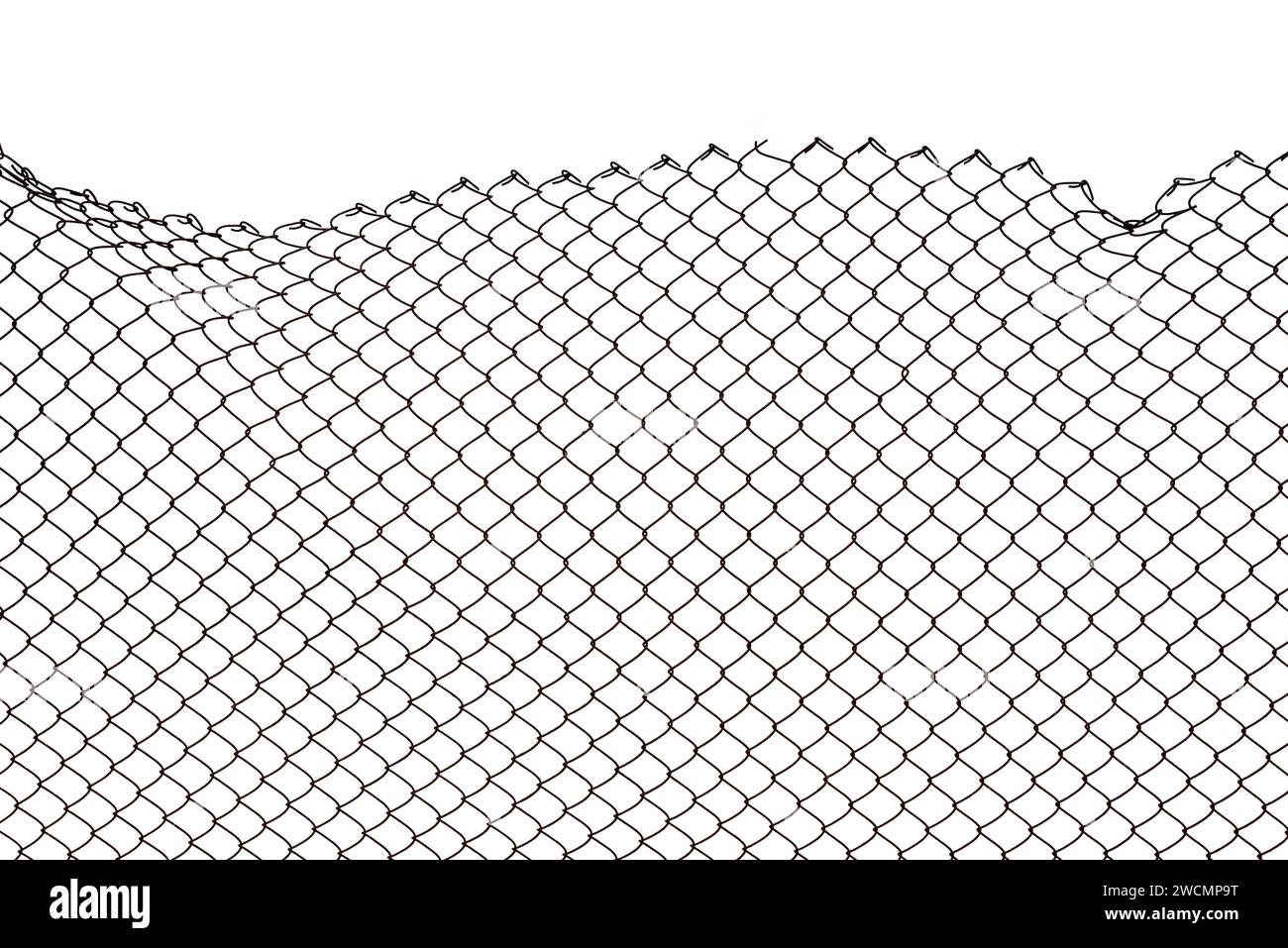 The texture of the metal mesh on a white background. Torn steel, metal ...
