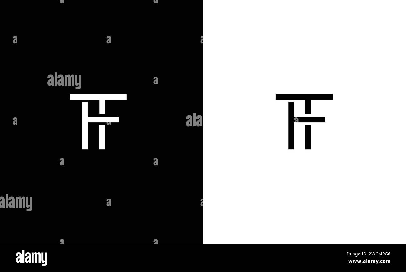 letter icon logo FT on a black and white background Stock Vector Image ...