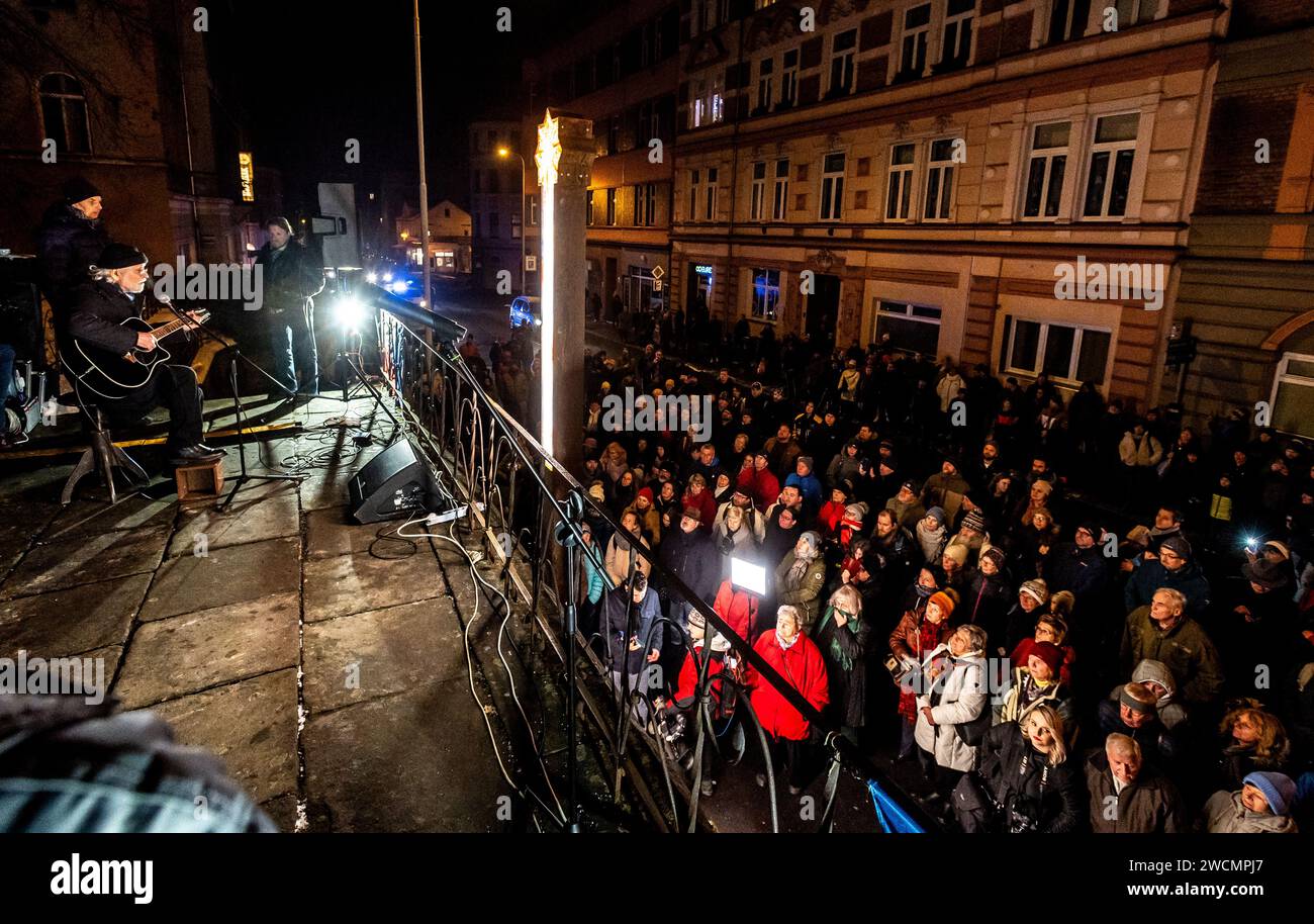 Decin, Czech Republic. 16th Jan, 2024. Official unveiling of memorial ...