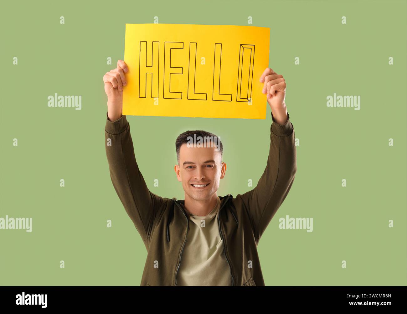 Hello handsome smiling man hi-res stock photography and images - Alamy