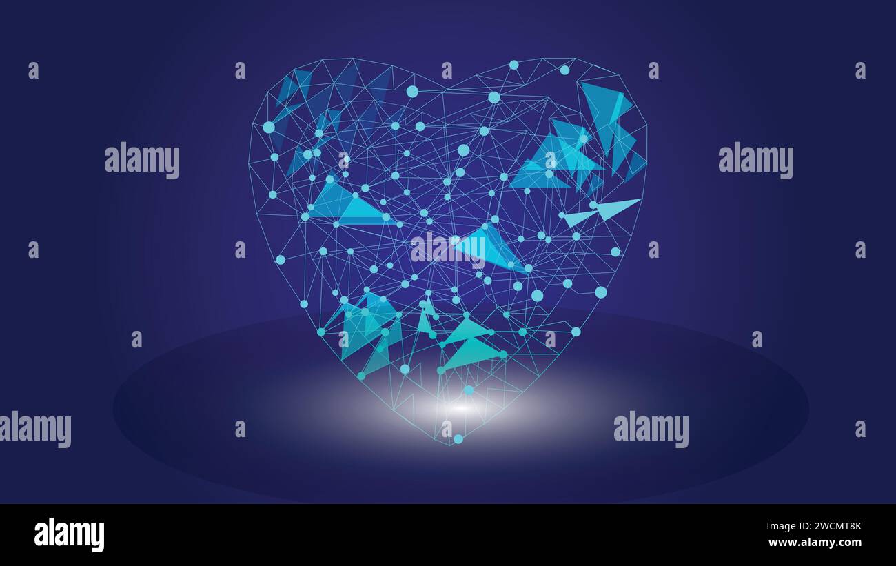 Abstract Futuristic On A Dark Blue Background For Network Connection Computer And