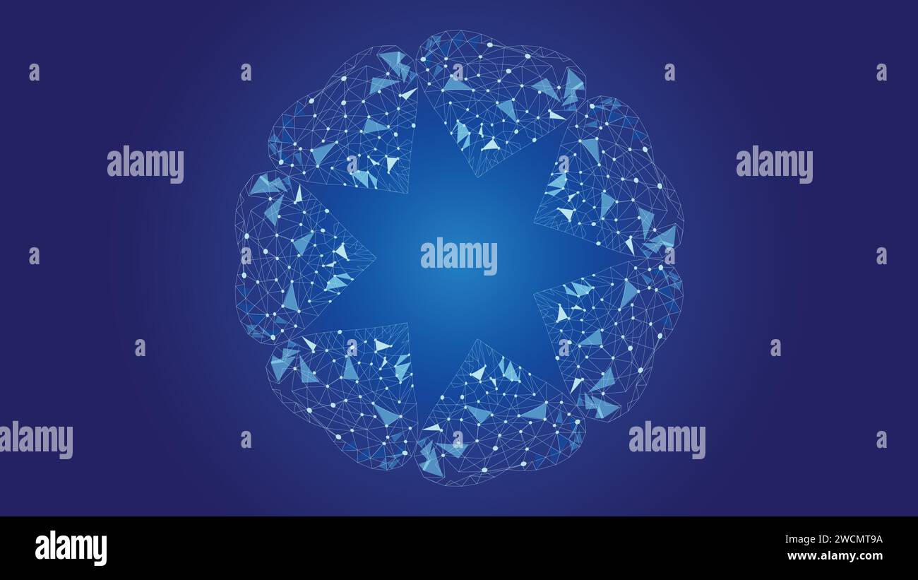 Abstract Futuristic On A Dark Blue Background For Network Connection Computer And