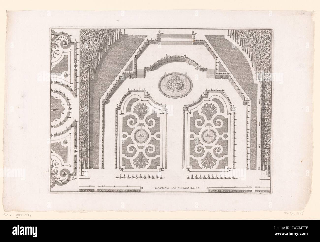 Map of garden in Versailles with Latona fountain, Anonymous, After ...