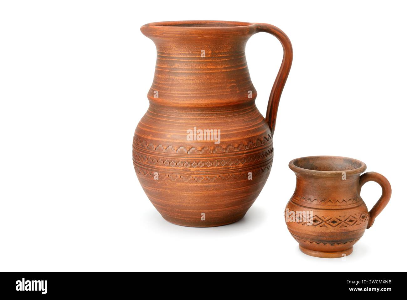 Old ceramic pot and mug - kitchen retro equipment of cooking isolated ...