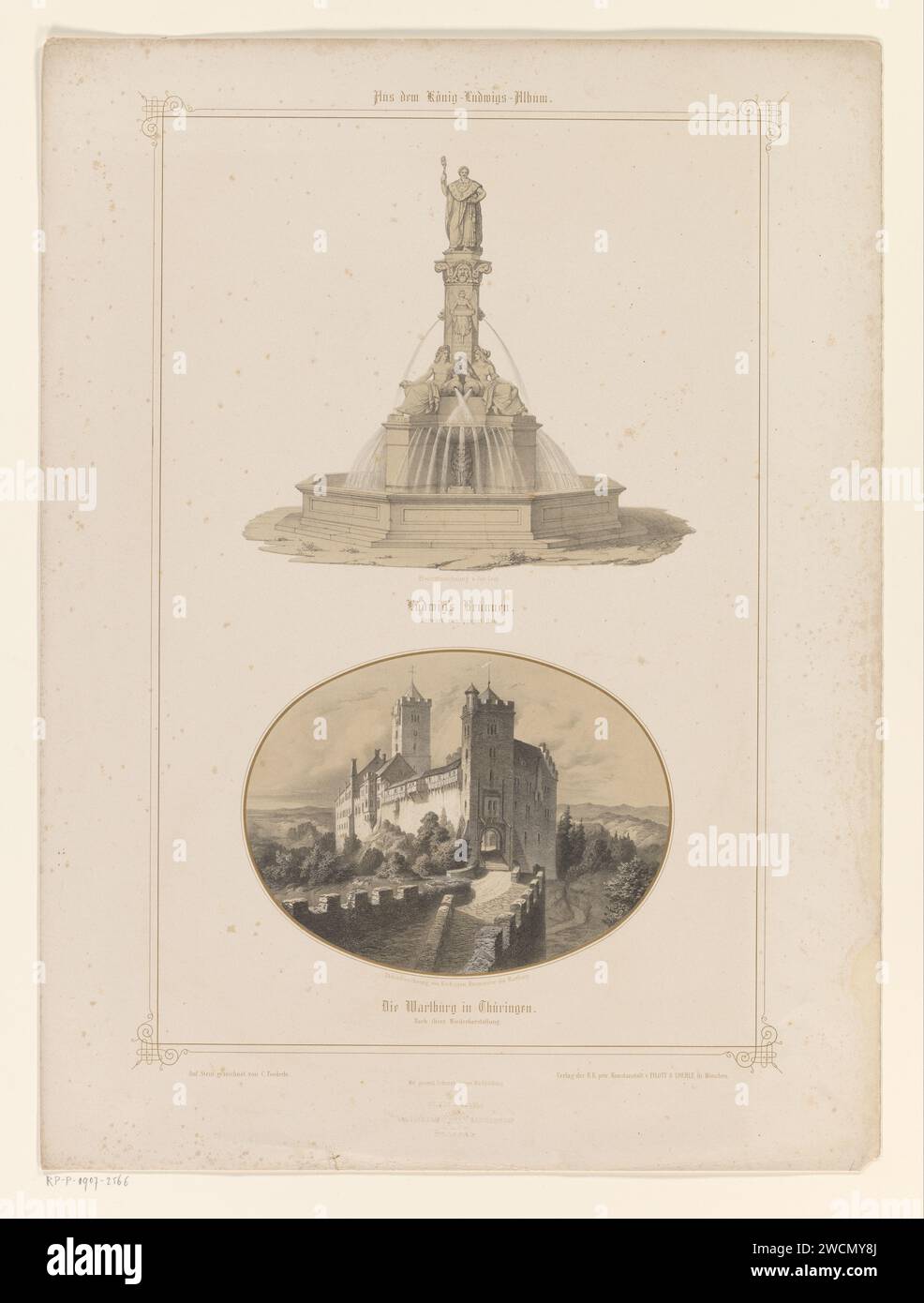 Design for a fountain and a face on the Wartburg, Carl Federne, After ...