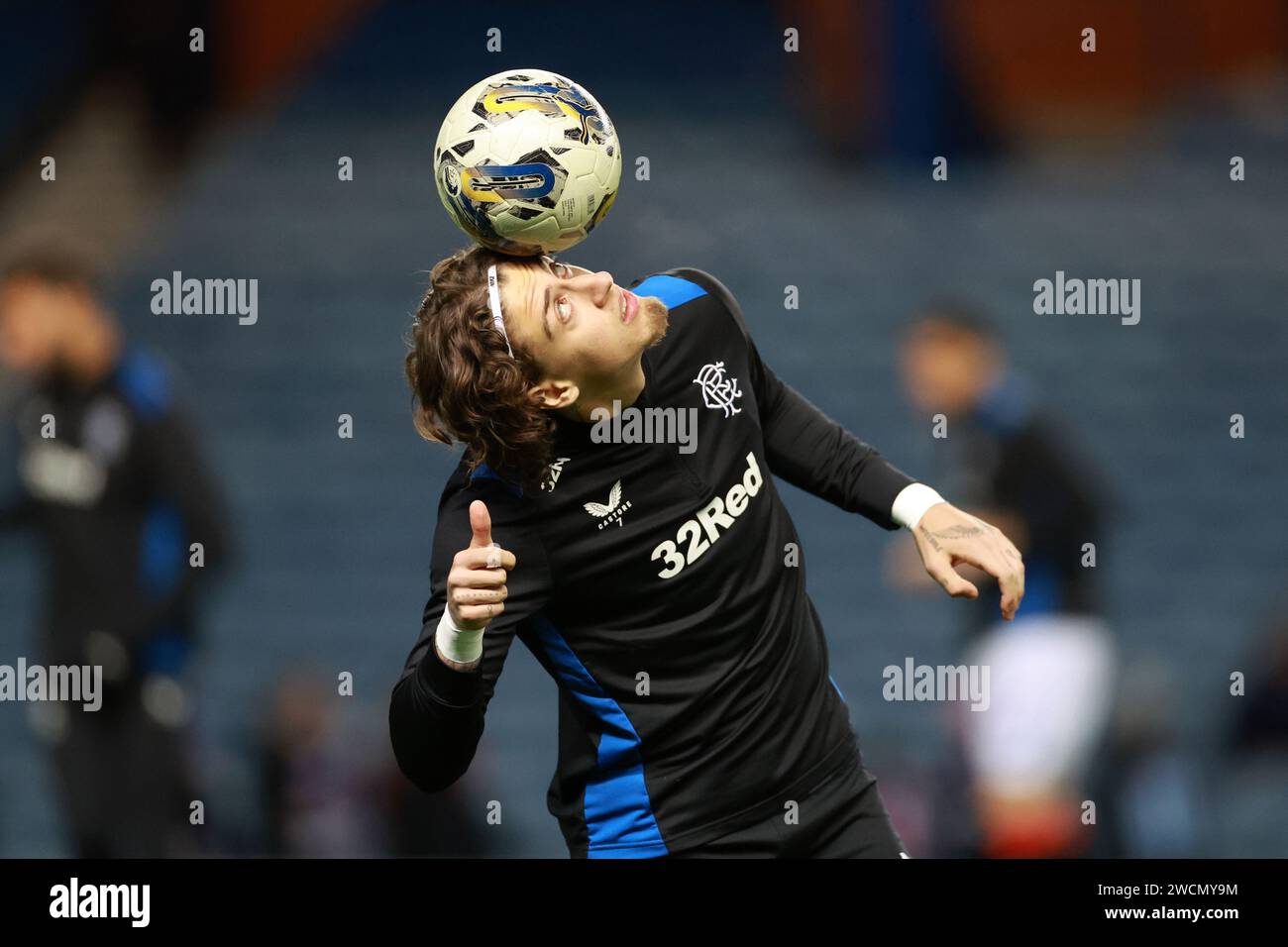Rangers' Fabio Silva warms up ahead of a friendly match at the Ibrox ...