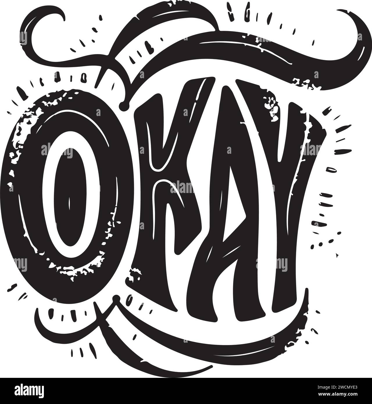 Okay slogan lettering calligraphy logo t shirt vector Stock Vector ...