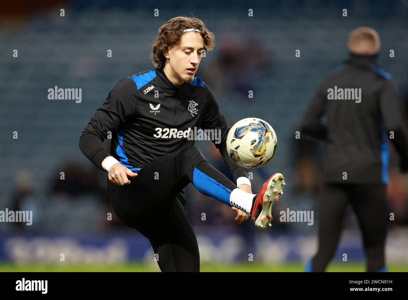 Rangers' Fabio Silva warms up ahead of a friendly match at the Ibrox ...