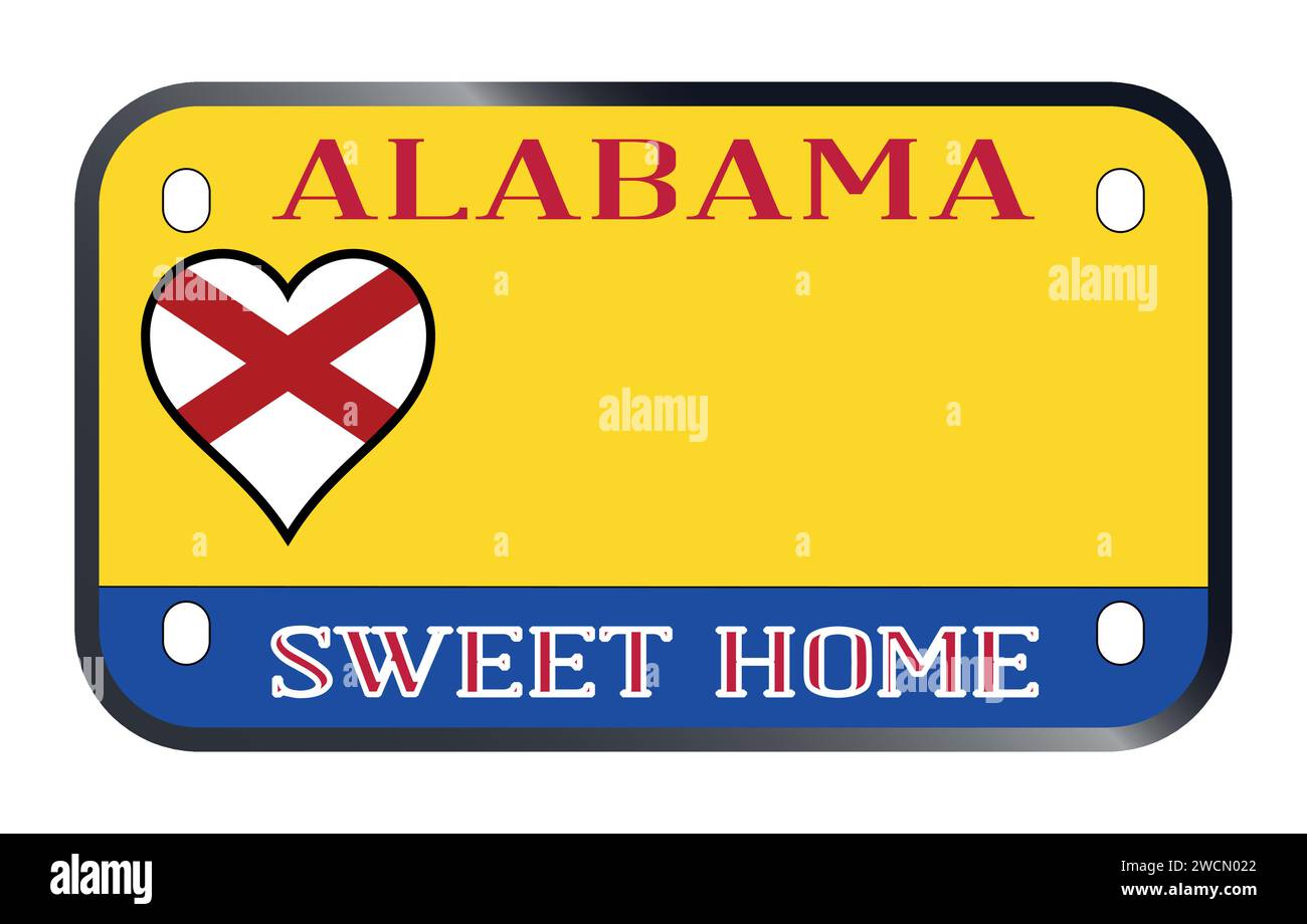 Alabama State USA motorcycle licence license plate over a white ...