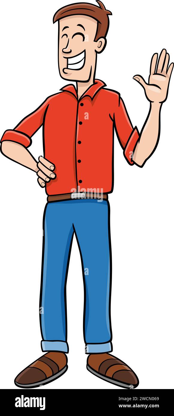 Cartoon illustration of happy young man or guy comic character Stock ...