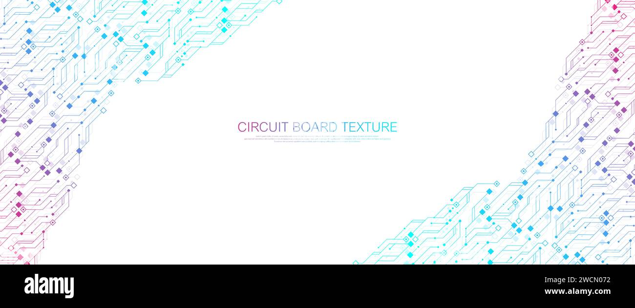 Quantum computer technologies concept. Futuristic blue circuit board background vector. Modern ...