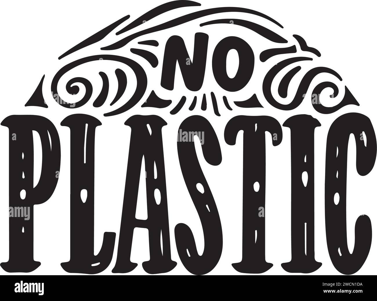 No Plastic slogan lettering calligraphy logo t shirt vector Stock ...