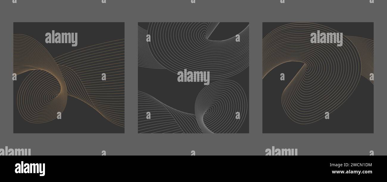 Abstract patterns of wavy parallel lines. Template for postcards ...