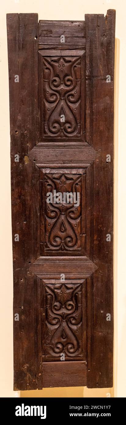 carved wooden door from domestic architecture in Abbasid Samarra, 9th ...