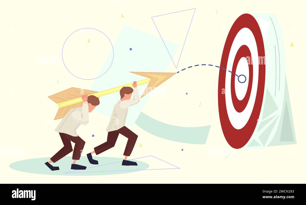 Goal illustration. People, target, arrow. Editable vector graphic ...