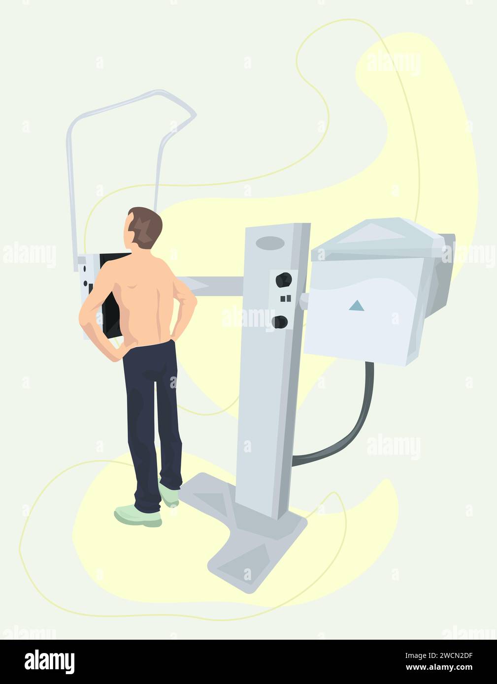 X-ray illustration. Man, x-ray, machine. Editable vector graphic design ...