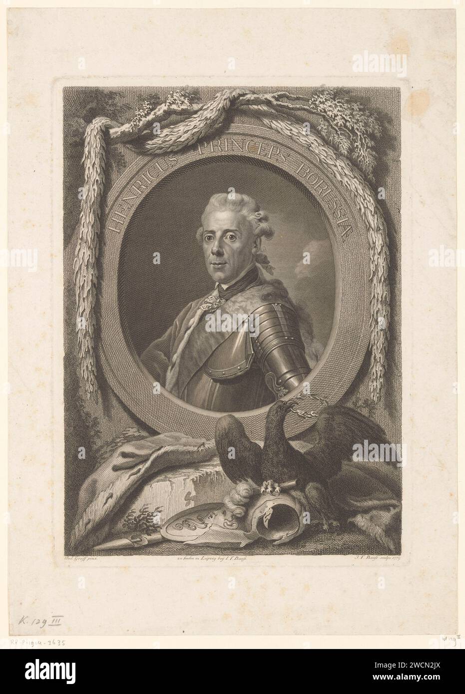 Portrait of Hendrik van Pruisen, Johann Friedrich Bause, after Anton ...