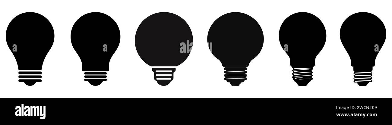 Light bulb icons set. Black light bulb icon on white background. Vector illustration Stock ...