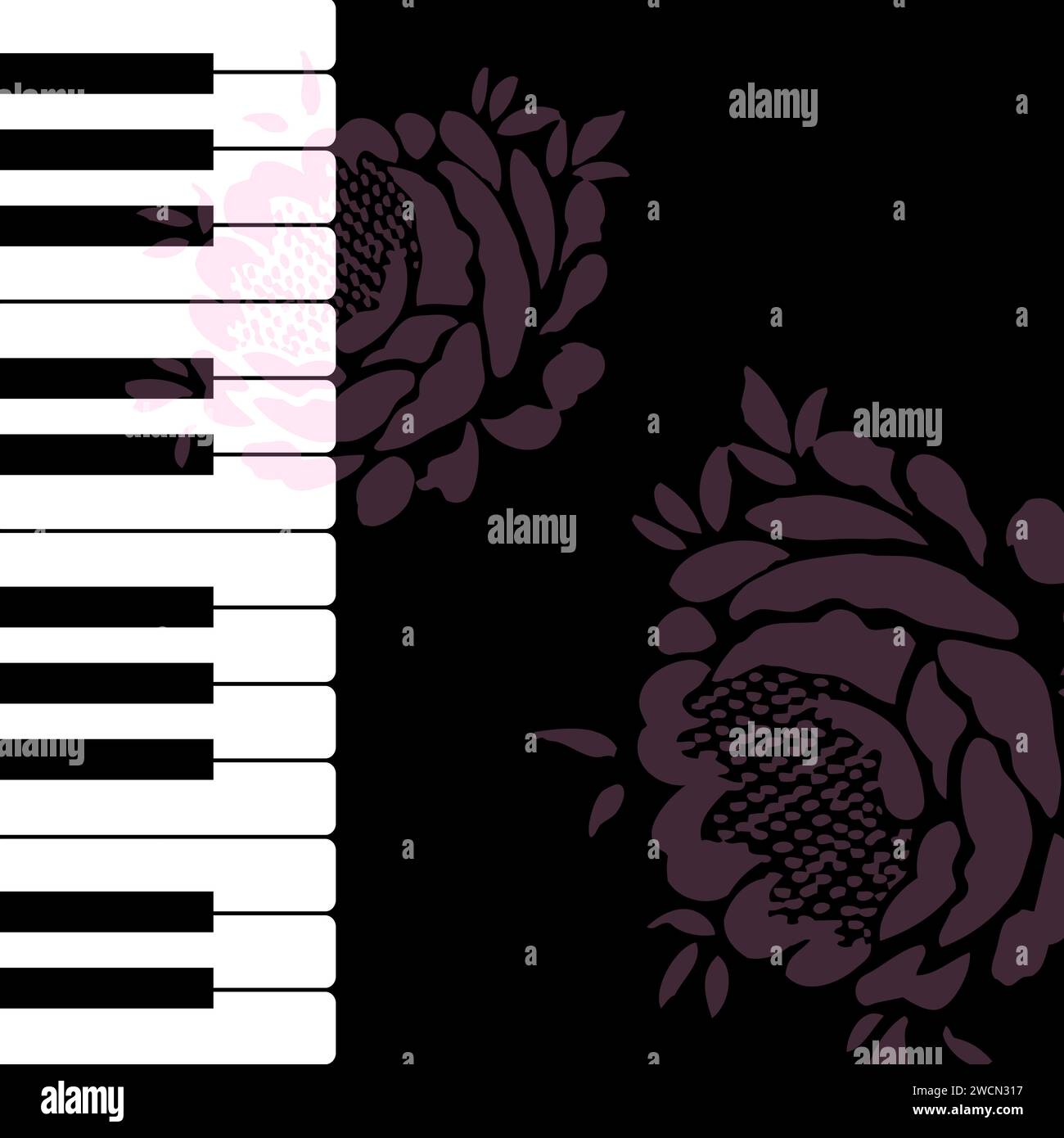 Piano spring flowers, Music piano festival poster template. Background ...